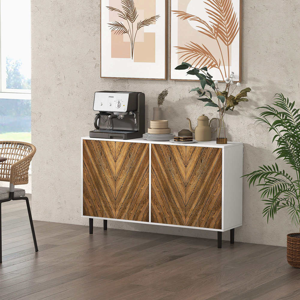 Ebern Designs Modern Kitchen Sideboard Buffet Cabinet With Adjustable Shelves, 48" Coffee Bar ...